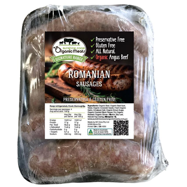 Romanian (Beef) Sausages (5 pack) - Preservative Free - Gluten Free ...