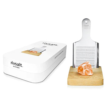 Rivsalt Kitchen - Himalayan Salt with Stainless Steel Grater and Oak S ...